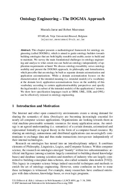 (PDF) Ontology Engineering – The DOGMA Approach