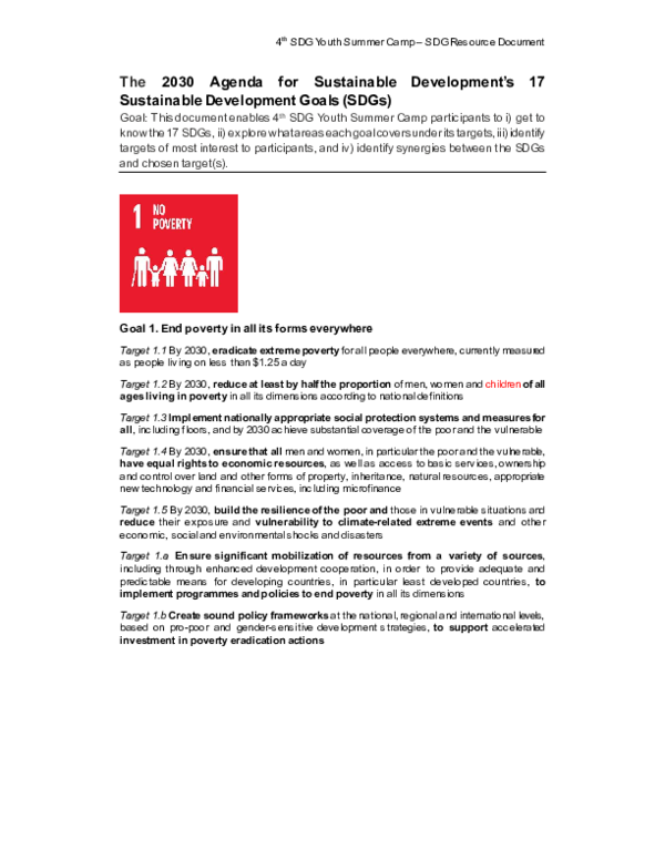 (PDF) SDG Resource Document Targets Overview