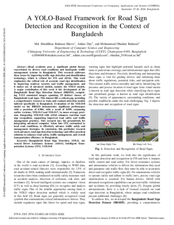 (PDF) A YOLO-Based Framework for Road Sign Detection and Recognition in ...