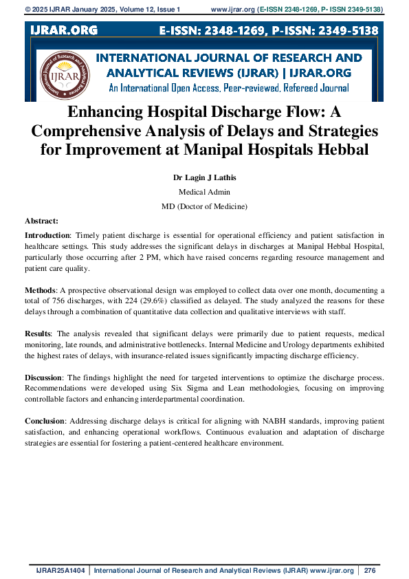 (PDF) Enhancing Hospital Discharge Flow: A Comprehensive Analysis of ...