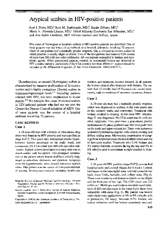 (PDF) Atypical scabies in HIV-positive patients