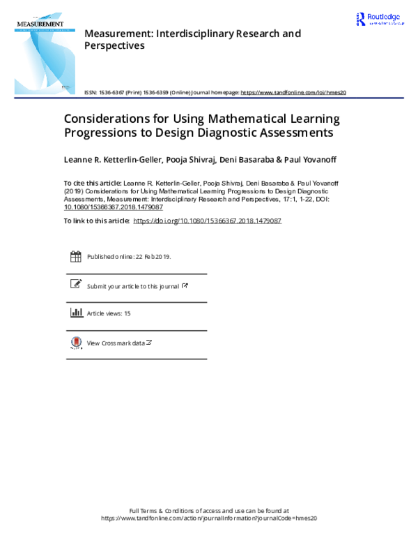 (PDF) Considerations for Using Mathematical Learning Progressions to ...