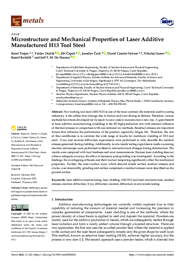 (PDF) Microstructure and Mechanical Properties of Laser Additive ...
