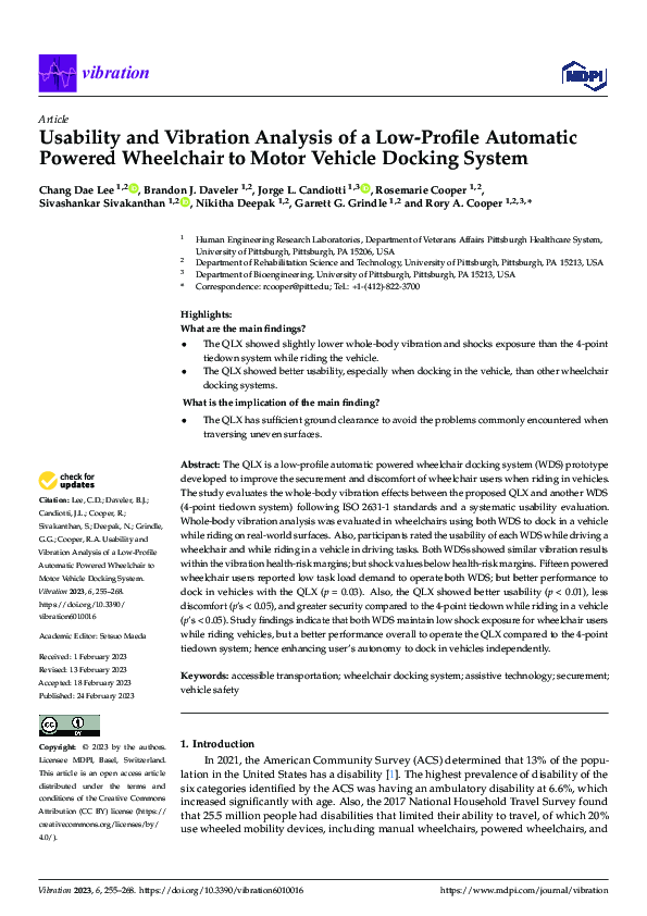 (PDF) Usability and Vibration Analysis of a Low-Profile Automatic Powered Wheelchair to Motor ...