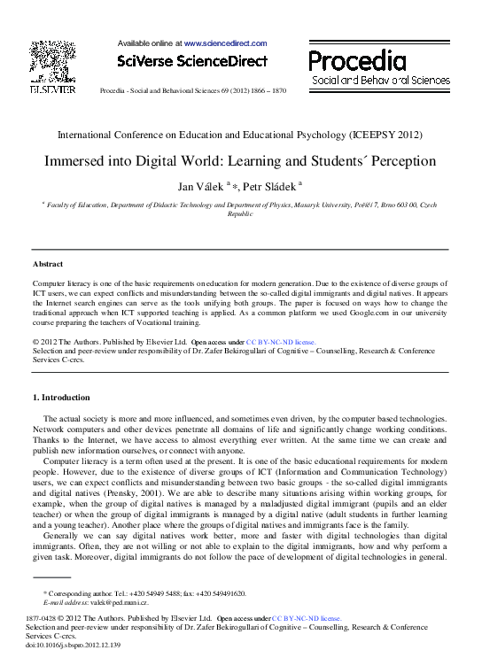 (PDF) Immersed into Digital World: Learning and Students’ Perception