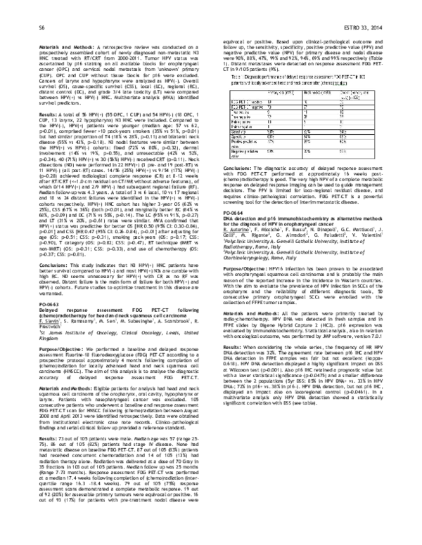 (PDF) PO-0664: DNA detection and p16 immunohistochemistry as alternative methods for the ...