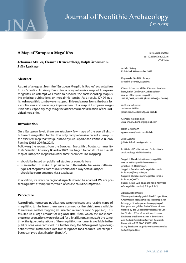 (PDF) A Map of European Megaliths