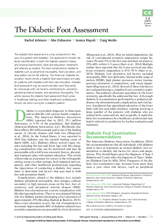 (PDF) The Diabetic Foot Assessment