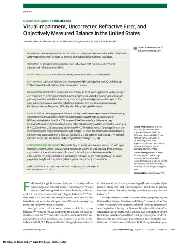 (PDF) Visual Impairment, Uncorrected Refractive Error, and Objectively ...