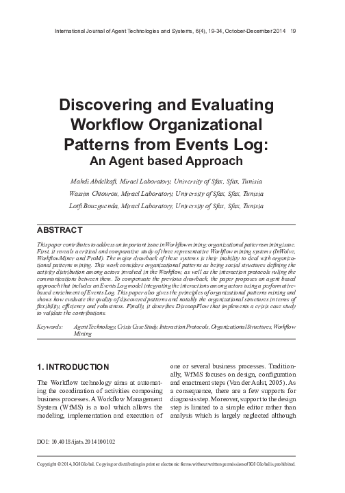 (PDF) Discovering and Evaluating Workflow Organizational Patterns from Events Log