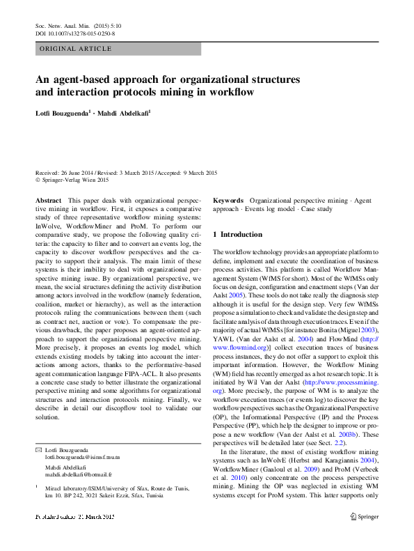 (PDF) An agent-based approach for organizational structures and interaction protocols mining in ...