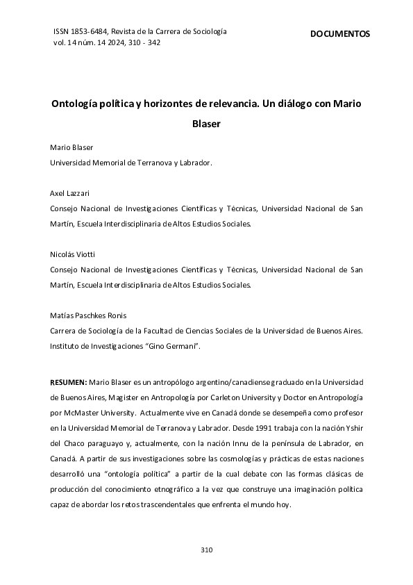 (PDF) Ontología política y horizontes de relevancia. Un diálogo con ...