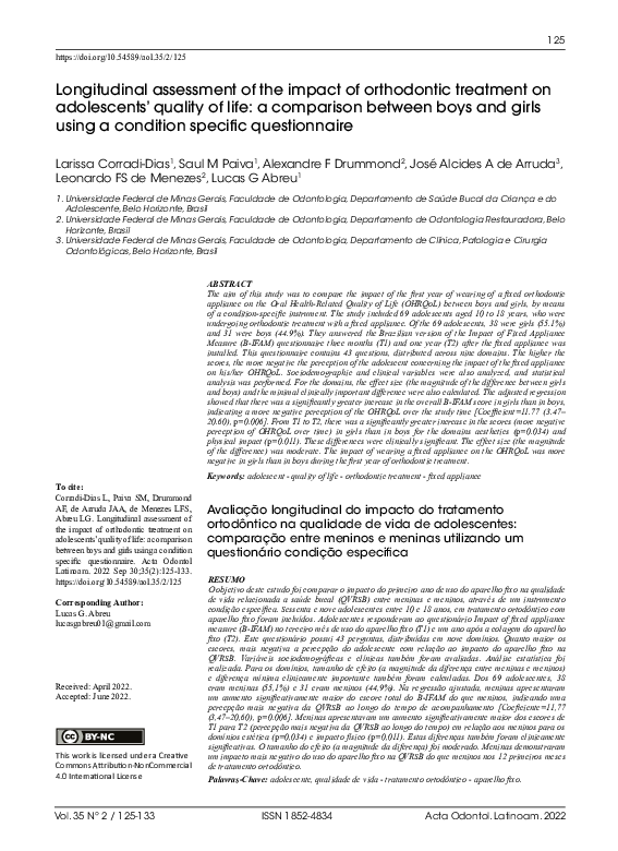 (PDF) Longitudinal assessment of the impact of orthodontic treatment on ...
