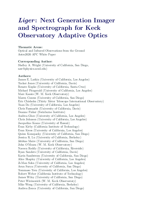 (PDF) Liger: Next Generation Imager and Spectrograph for Keck ...