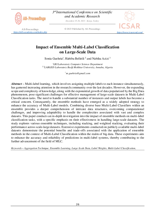 (PDF) Impact of Ensemble Multi-Label Classification on Large-Scale Data