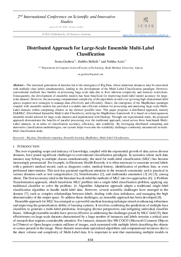 (PDF) Distributed Approach for Large-Scale Ensemble Multi-Label Classification