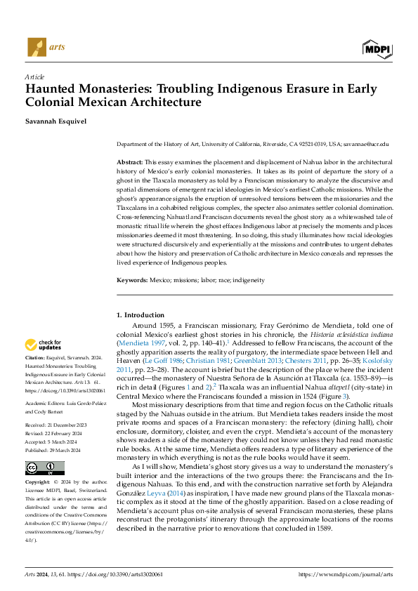 (PDF) Haunted Monasteries: Troubling Indigenous Erasure in Early ...