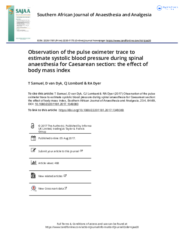 (PDF) Observation of the pulse oximeter trace to estimate systolic ...