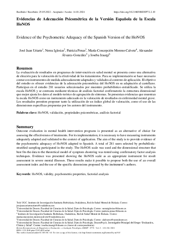 (PDF) Evidencias de Adecuación Psicométrica de la Versión Española de ...