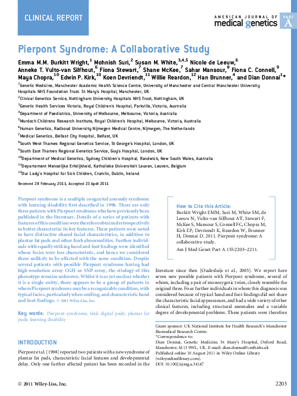 (PDF) Pierpont syndrome: A collaborative study