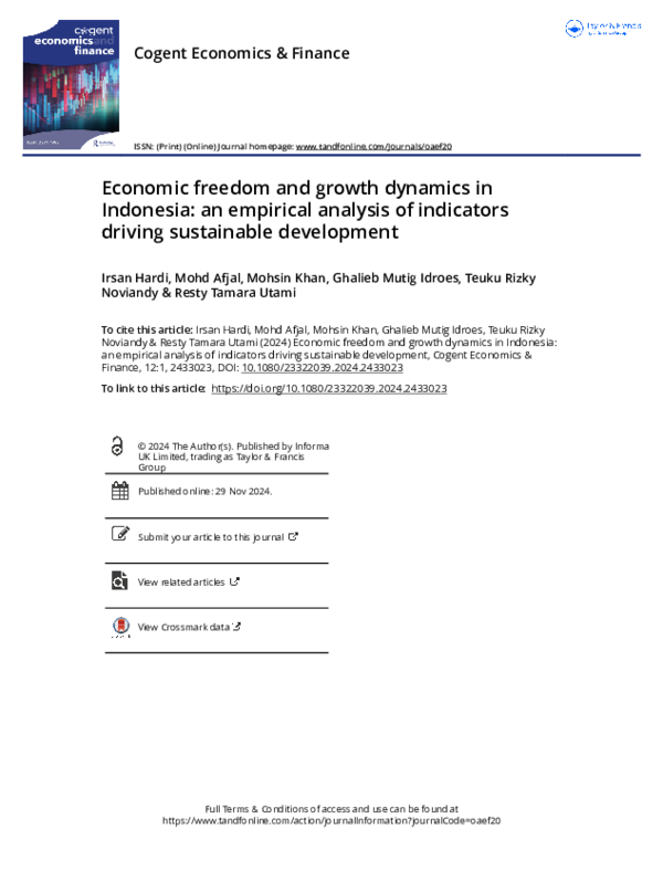 (PDF) Economic freedom and growth dynamics in Indonesia: an empirical ...
