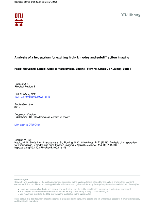 (PDF) Analysis of a hyperprism for exciting high- k modes and ...