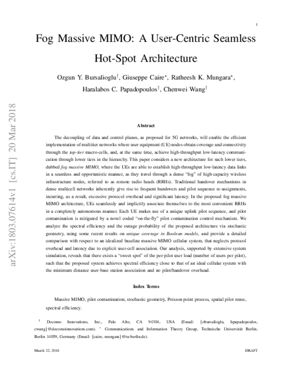 (PDF) Fog Massive MIMO: A User-Centric Approach