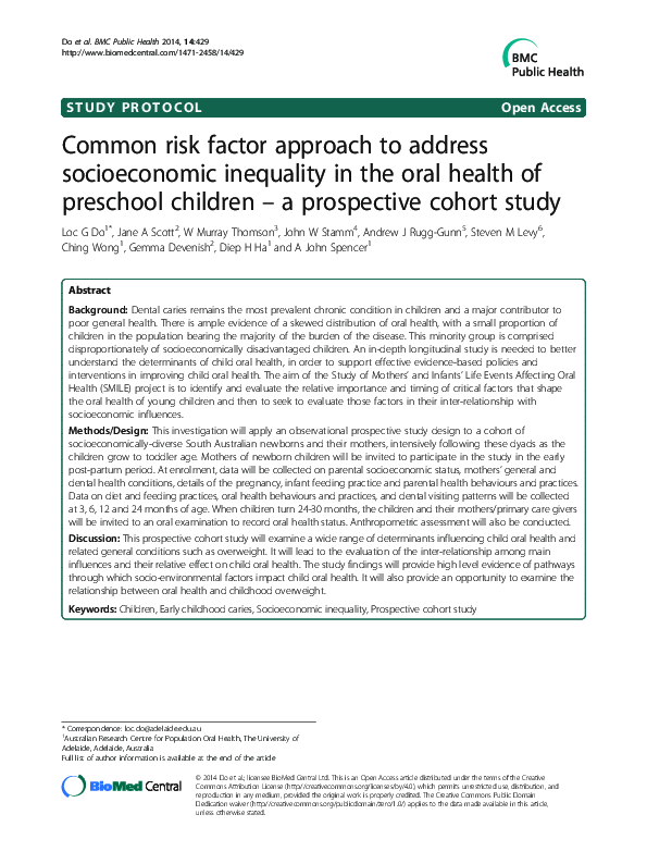 (PDF) Common risk factor approach to address socioeconomic inequality ...