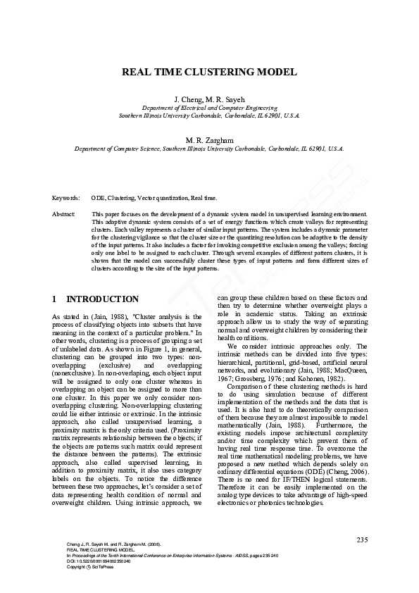 (PDF) Real Time Clustering Model