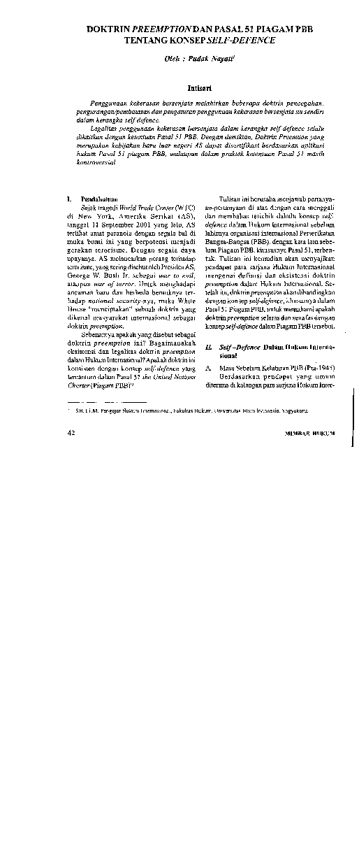 (PDF) Doktrin Preemption Dan Pasal 51 Piagam PBB Tentang Konsep Self ...
