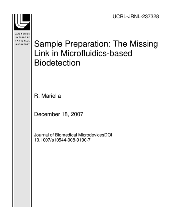 (PDF) Sample Preparation: The Missing Link in Microfluidics-based ...
