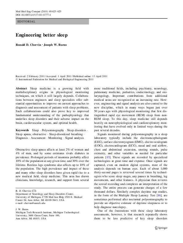(PDF) Engineering better sleep