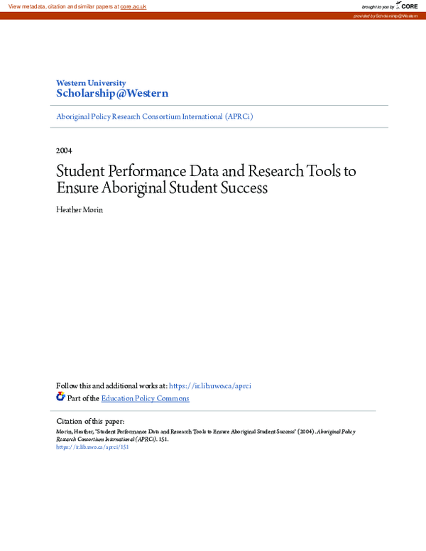 (PDF) Student Performance Data and Research Tools to Ensure Aboriginal ...
