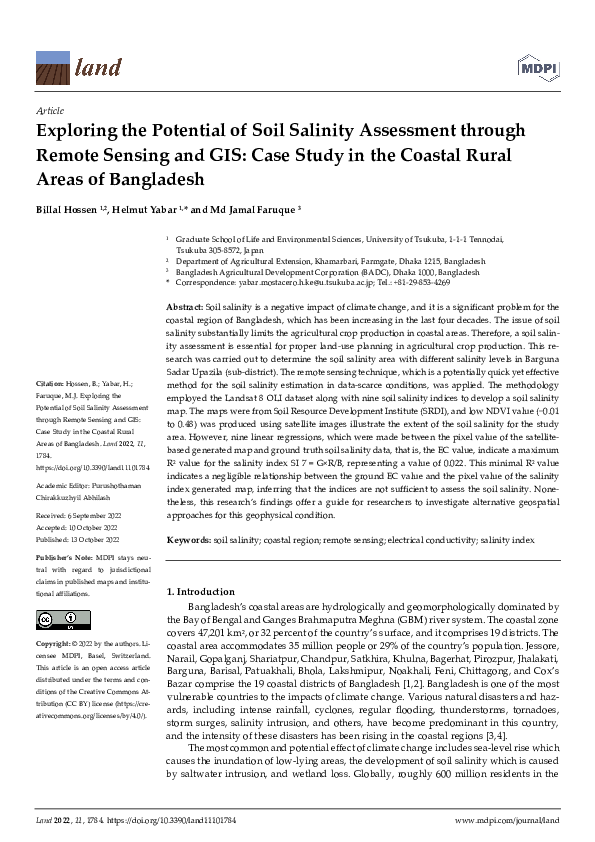 (PDF) Exploring the Potential of Soil Salinity Assessment through Remote Sensing and GIS: Case ...