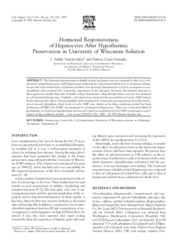 (PDF) Hormonal Responsiveness of Hepatocytes After Hypothermic ...