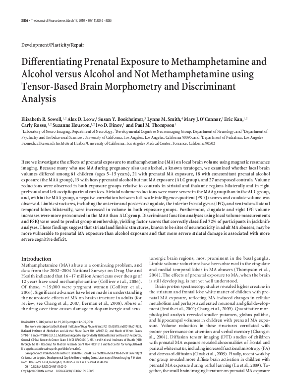 (PDF) Differentiating Prenatal Exposure to Methamphetamine and Alcohol ...