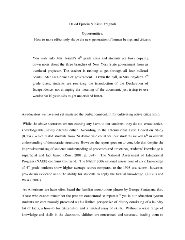 (PDF) Opportunities How to more effectively shape the next generation ...