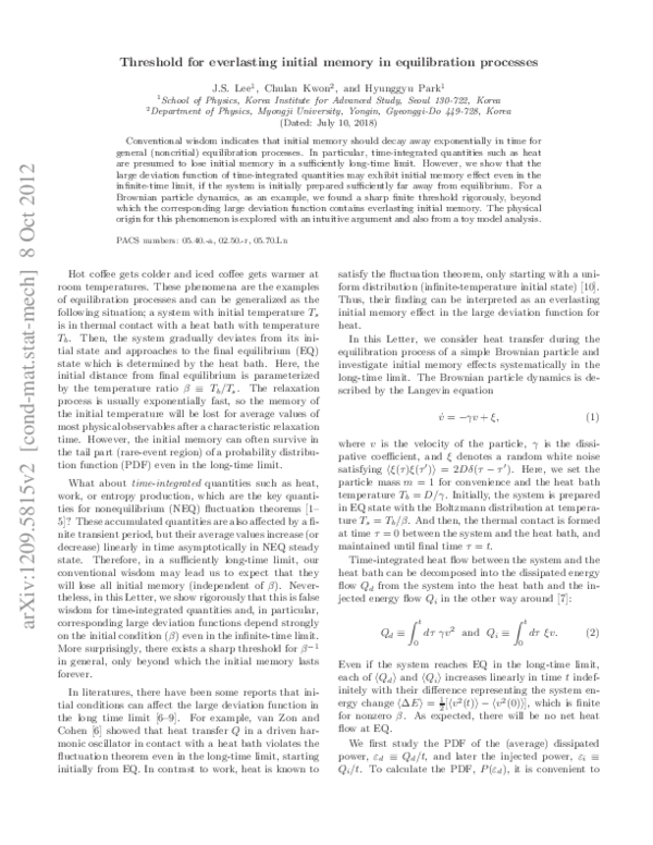 (PDF) Everlasting initial memory threshold for rare events in ...