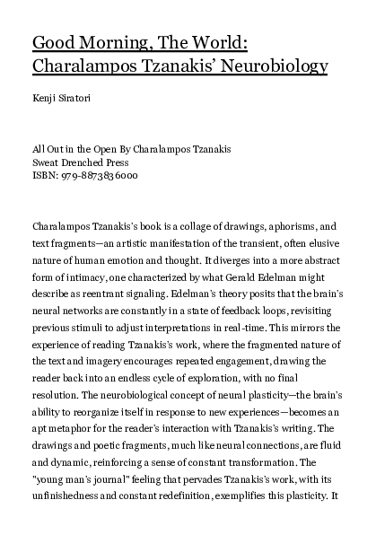 (PDF) Good Morning, The World: Charalampos Tzanakis' Neurobiology