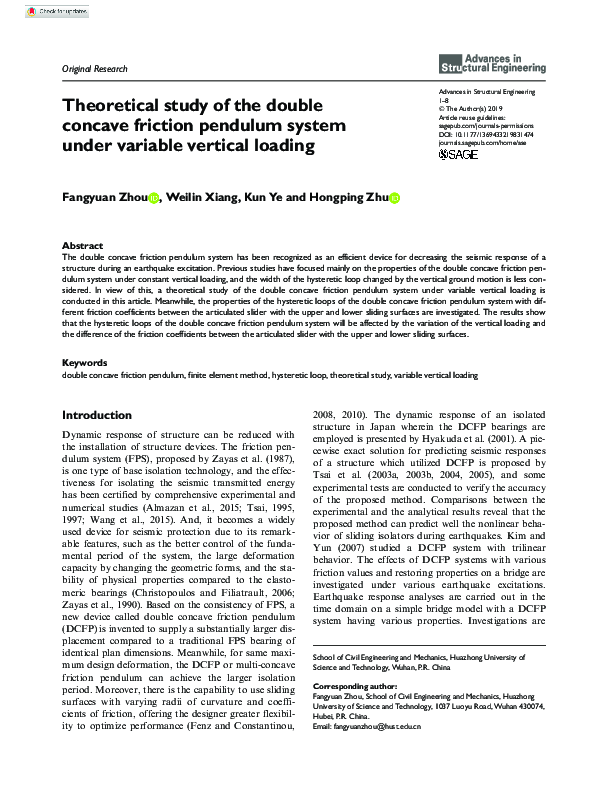(PDF) Theoretical study of the double concave friction pendulum system ...