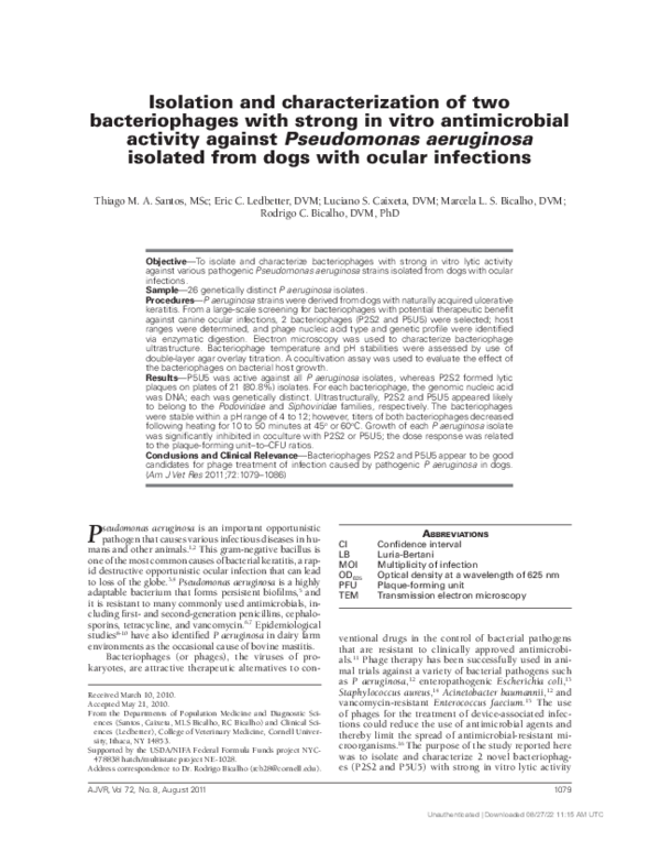 (PDF) Isolation and characterization of two bacteriophages with strong in vitro antimicrobial ...