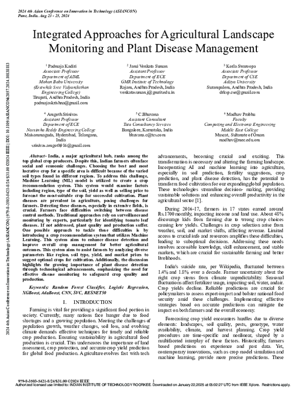 (PDF) Integrated Approaches for Agricultural Landscape Monitoring and ...