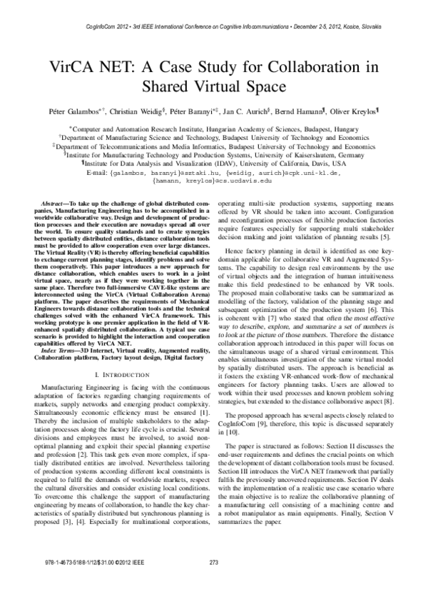 (PDF) VirCA NET: A case study for collaboration in shared virtual space