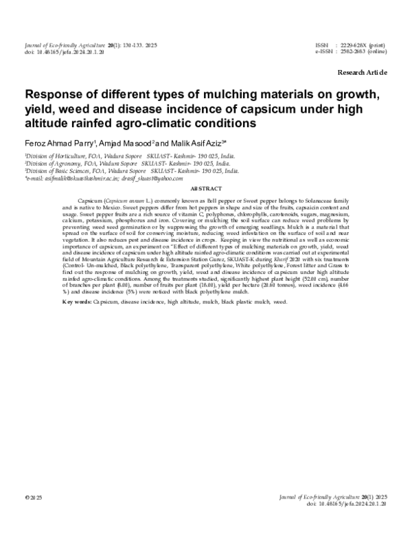 Pdf Response Of Different Types Of Mulching Materials On Growth