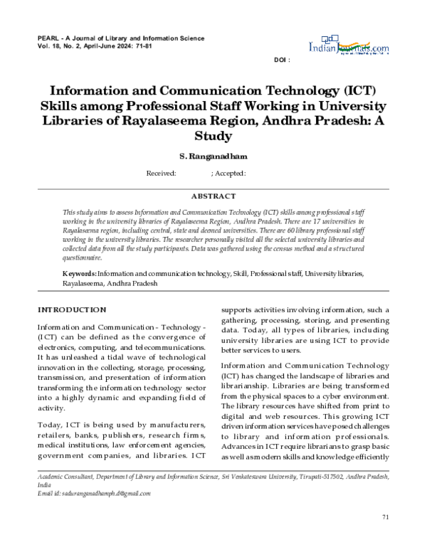 (PDF) Information and Communication Technology (ICT) Skills among ...