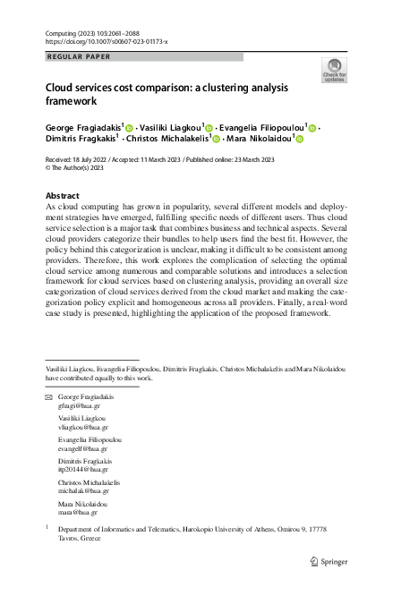 (PDF) Cloud services cost comparison: a clustering analysis framework
