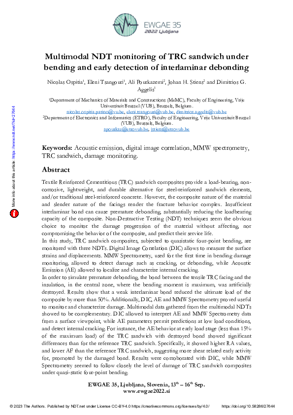 (PDF) Multimodal NDT monitoring of TRC sandwich under bending and early detection of ...