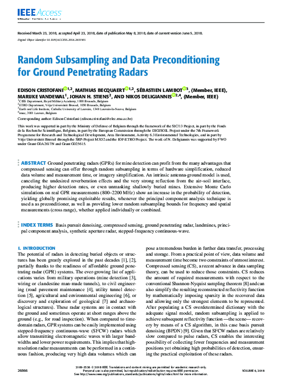 (PDF) Random Subsampling and Data Preconditioning for Ground Penetrating Radars