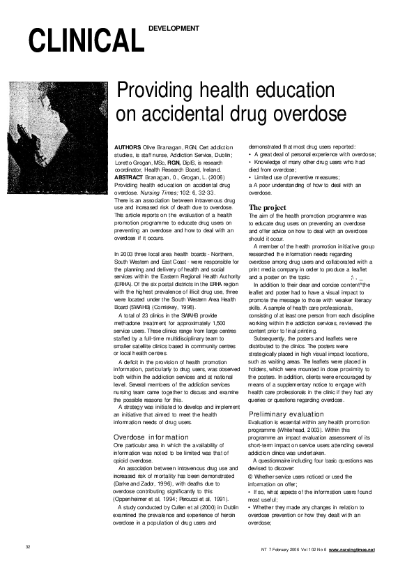 (PDF) Providing health education on accidental drug overdose