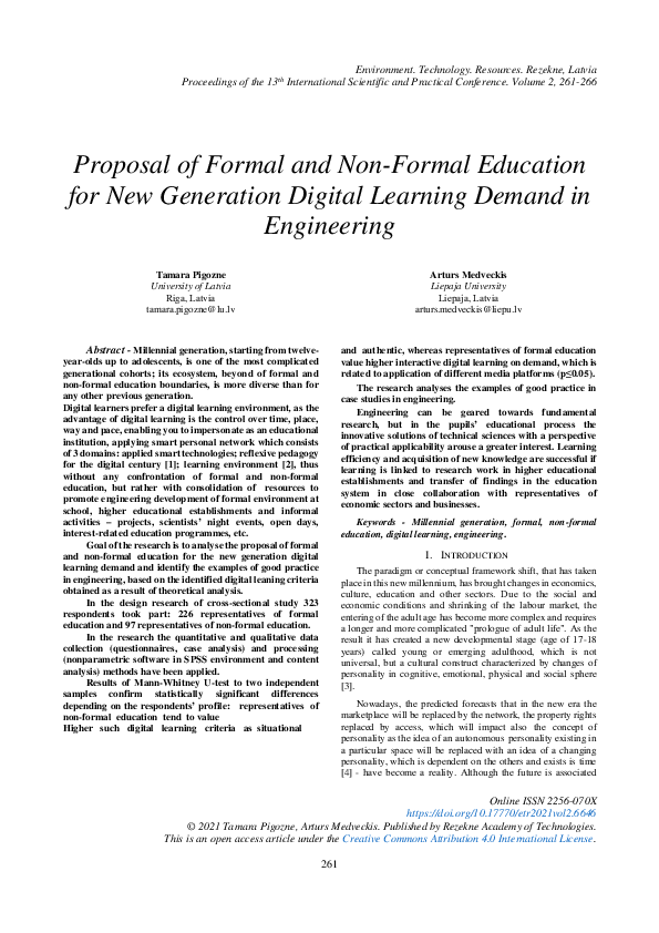 (PDF) Proposal of Formal and Non-Formal Education for New Generation ...